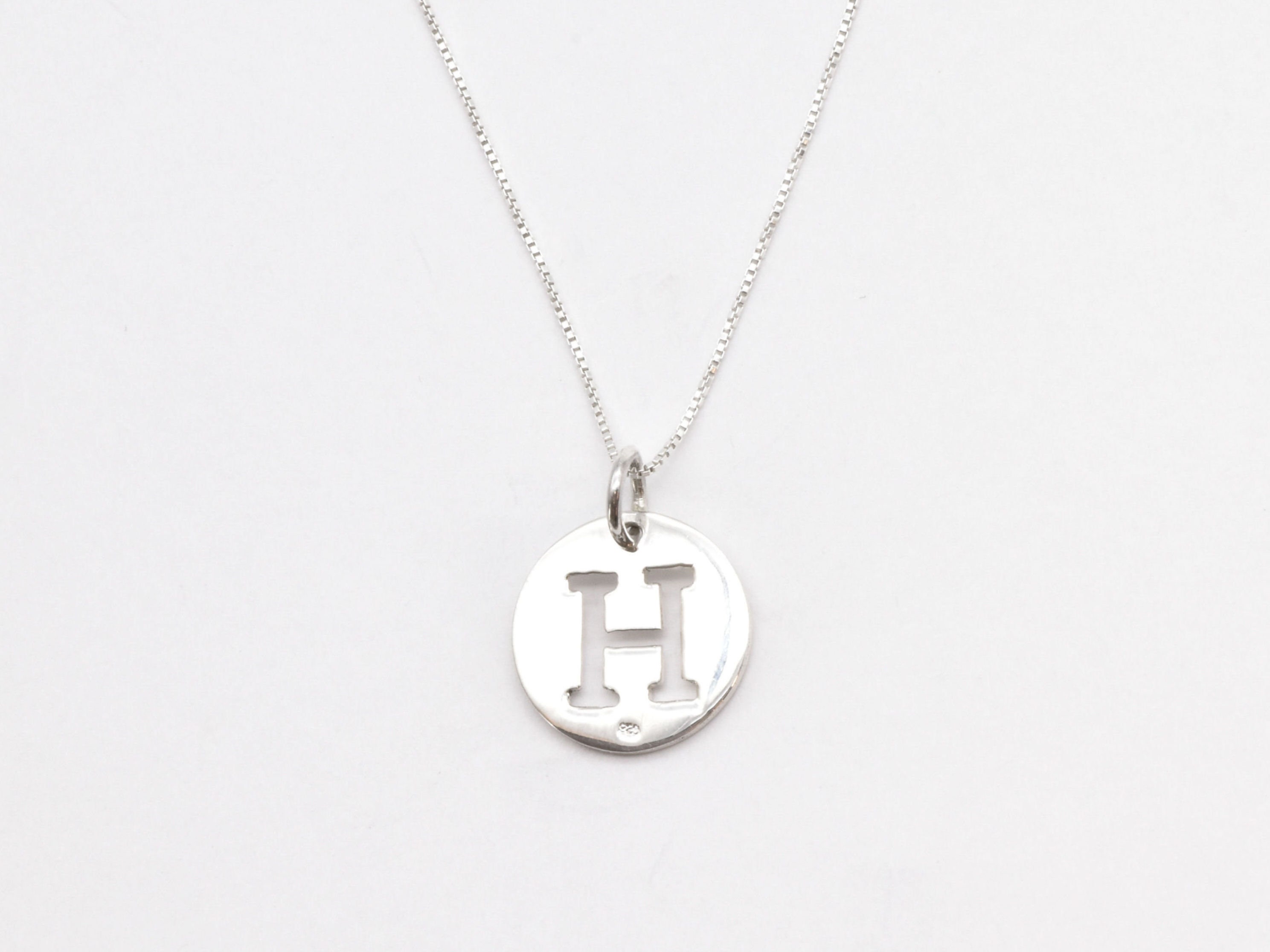 Letter H Pendant, Capital H Necklace, Disc Letter Necklace, Round ...