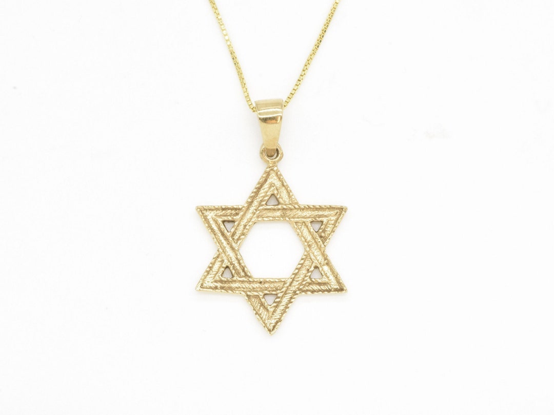 Gold Jewish Star Pendant, Star of David Necklace, Judaism Pendant ...
