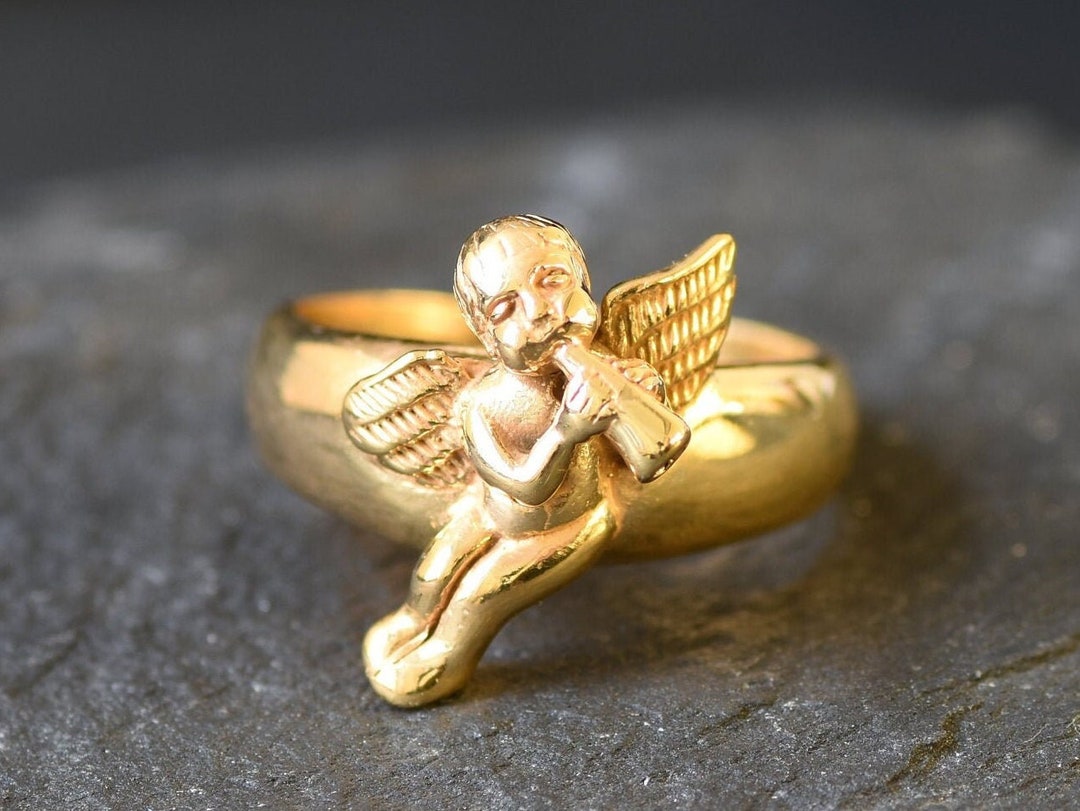 Gold Angel Ring Angelic Ring Cupid Ring Saint Ring - Etsy