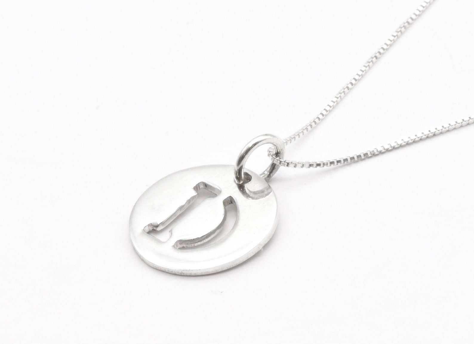 Letter D Pendant, Big Letter Necklace, Silver Disc Pendant, Solid ...