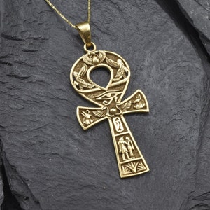Gold Ankh Pendant, Ankh Key of Life, Egyptian Key Pendant, 18k Gold ...