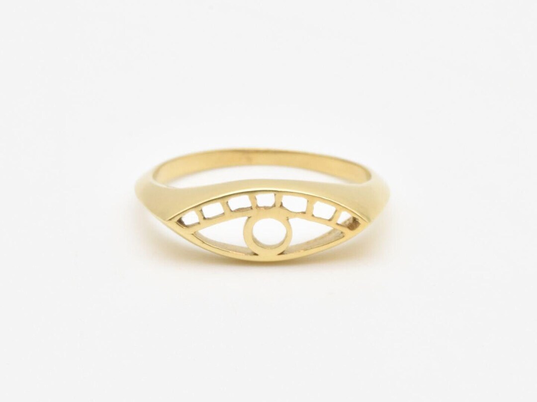 Gold Evil Eye Ring, Open Eye Band, Tribal Eye Ring, Symbolic Eye Ring ...