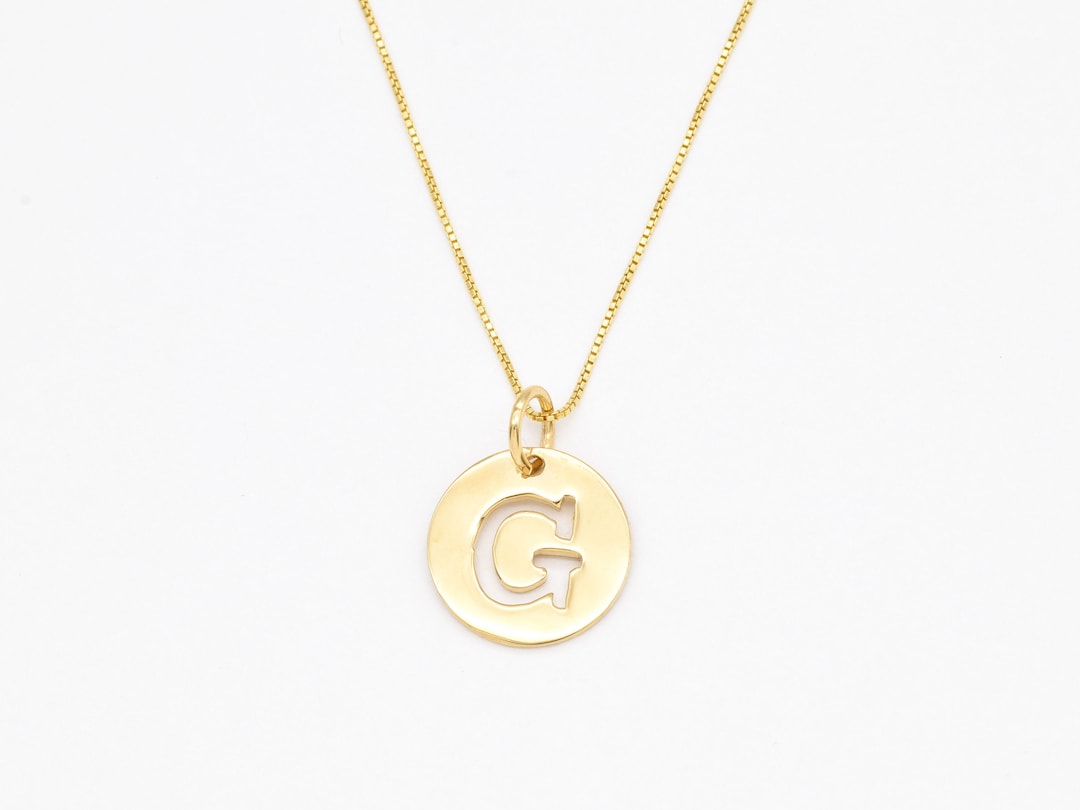 Letter G Gold Pendant, Initial G Necklace, Round Alphabet Necklace ...