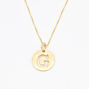 Letter G Gold Pendant, Initial G Necklace, Round Alphabet Necklace ...