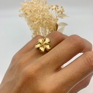 Gold Flower Ring, Large Flower Ring, Hawaiian Ring, Plumeria Ring ...