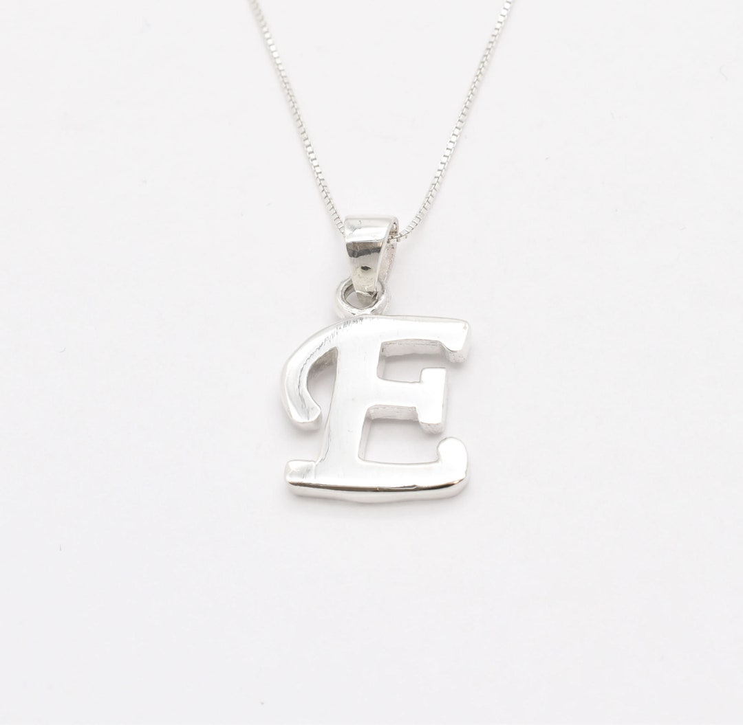 Letter E Pendant, Initial E Necklace, Silver Alphabet Pendant, Large E ...