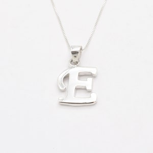 Letter E Pendant, Initial E Necklace, Silver Alphabet Pendant, Large E ...
