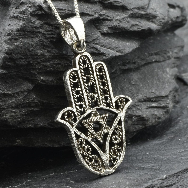 Silver Hamsa Pendant - Etsy UK