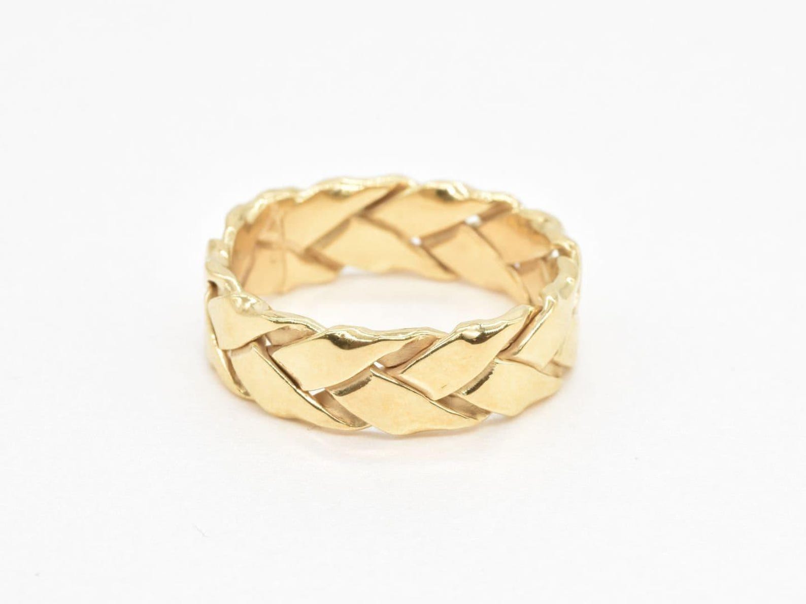 Gold Braided Band, Vintage Band, Chain Ring, Unisex Band, Celtic Band ...