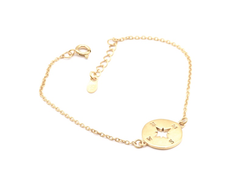 Gold Compass Bracelet, Cardinal Points Bracelet, Star Disc Wristlet ...