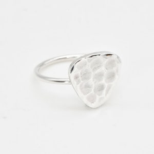 Silver Triangle Ring, Hammered Triangle Ring, Geometric Statement Ring ...