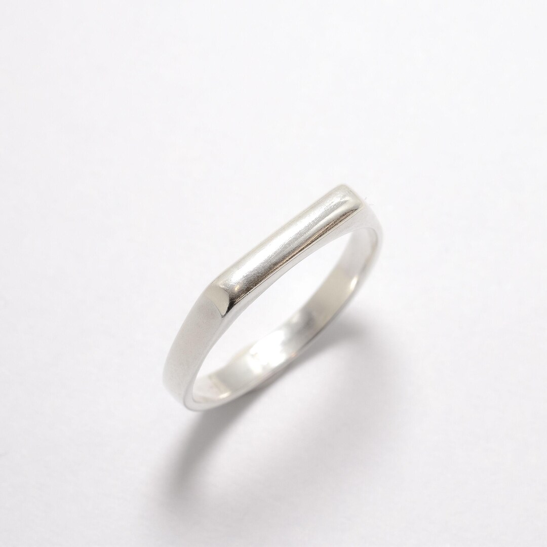 Silver Bar Ring, Horizontal Ring, Solid Silver Ring, Flat Top Ring ...