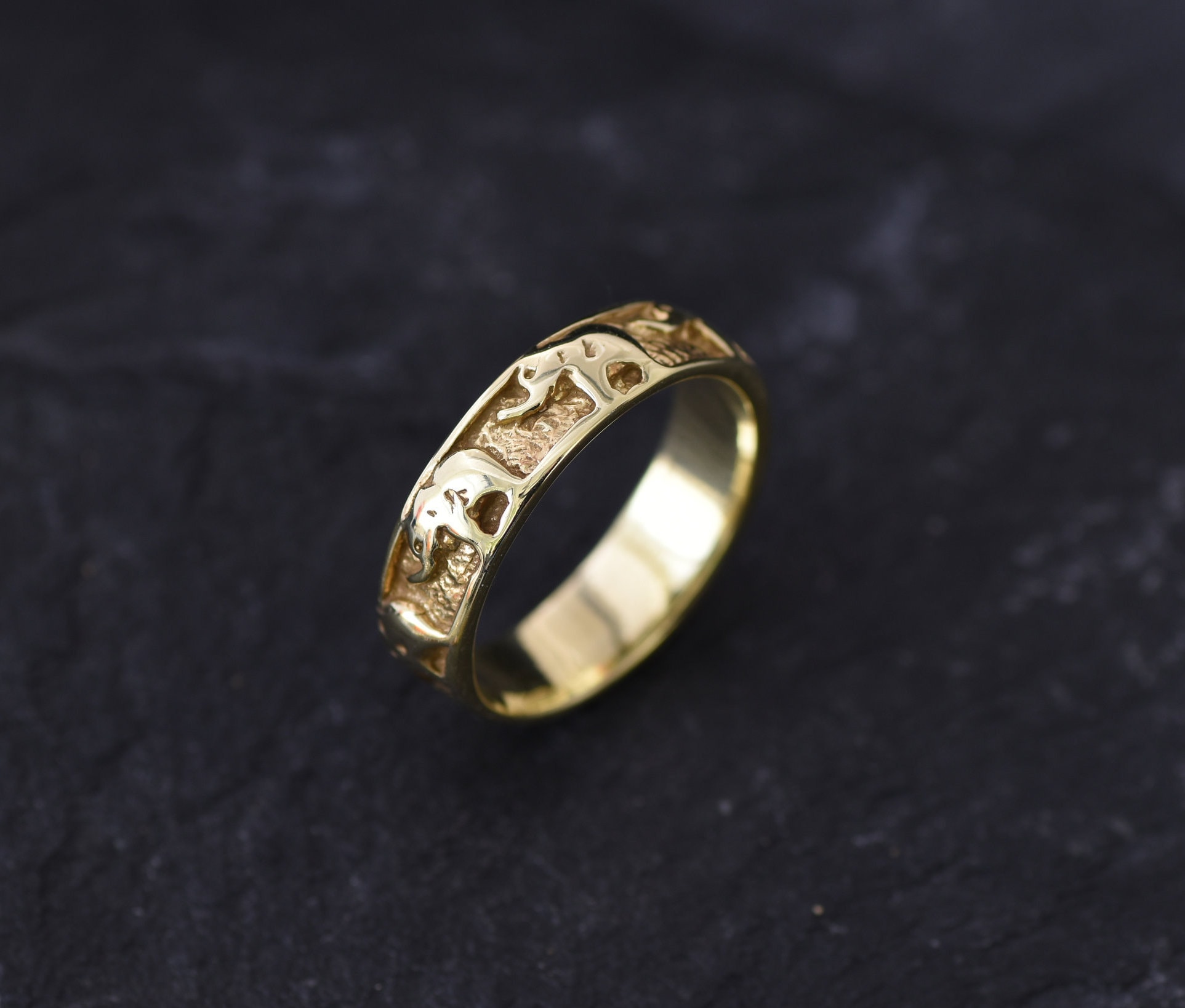 Gold Elephant Ring Elephant Band Gold Plated Ring Thick | Etsy