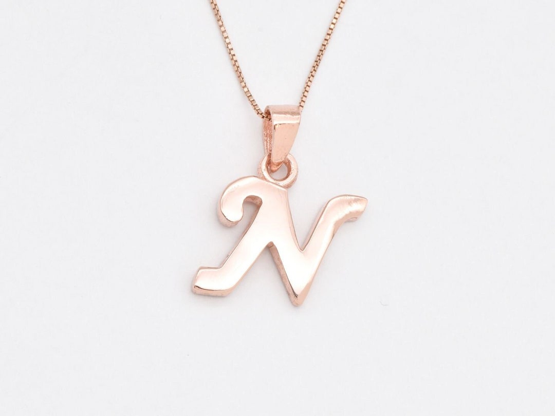 Rose Gold Letter N Pendant, Capital N Pendant, Initial N Necklace ...