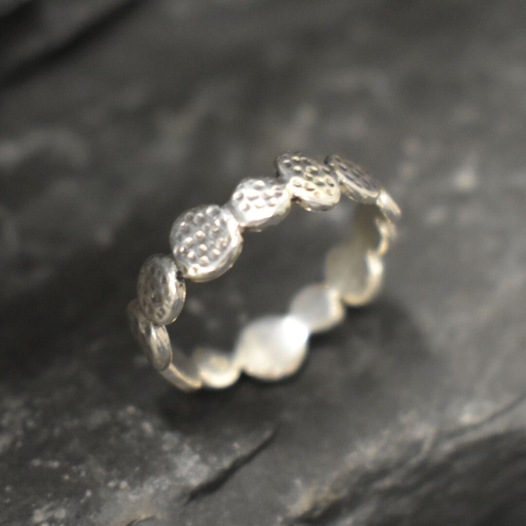 Silver Bubble Ring, Solid Silver Ring, Wide Hammered Ring, Textured Silver Ring, Artistic Silver ...
