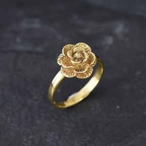 Gold Flower Ring Flower Ring Small Flower Ring Rose Ring | Etsy