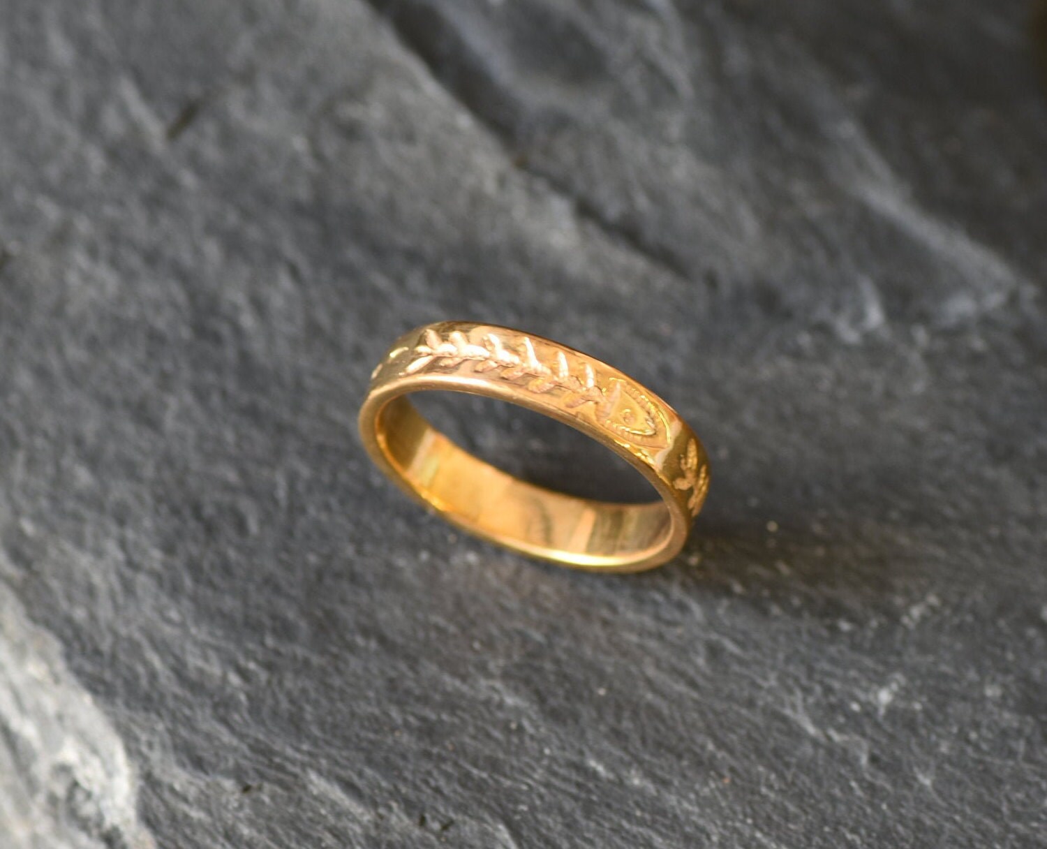 Gold Fish Ring Embossed Ring Fish Band Gold Band Stackable | Etsy UK