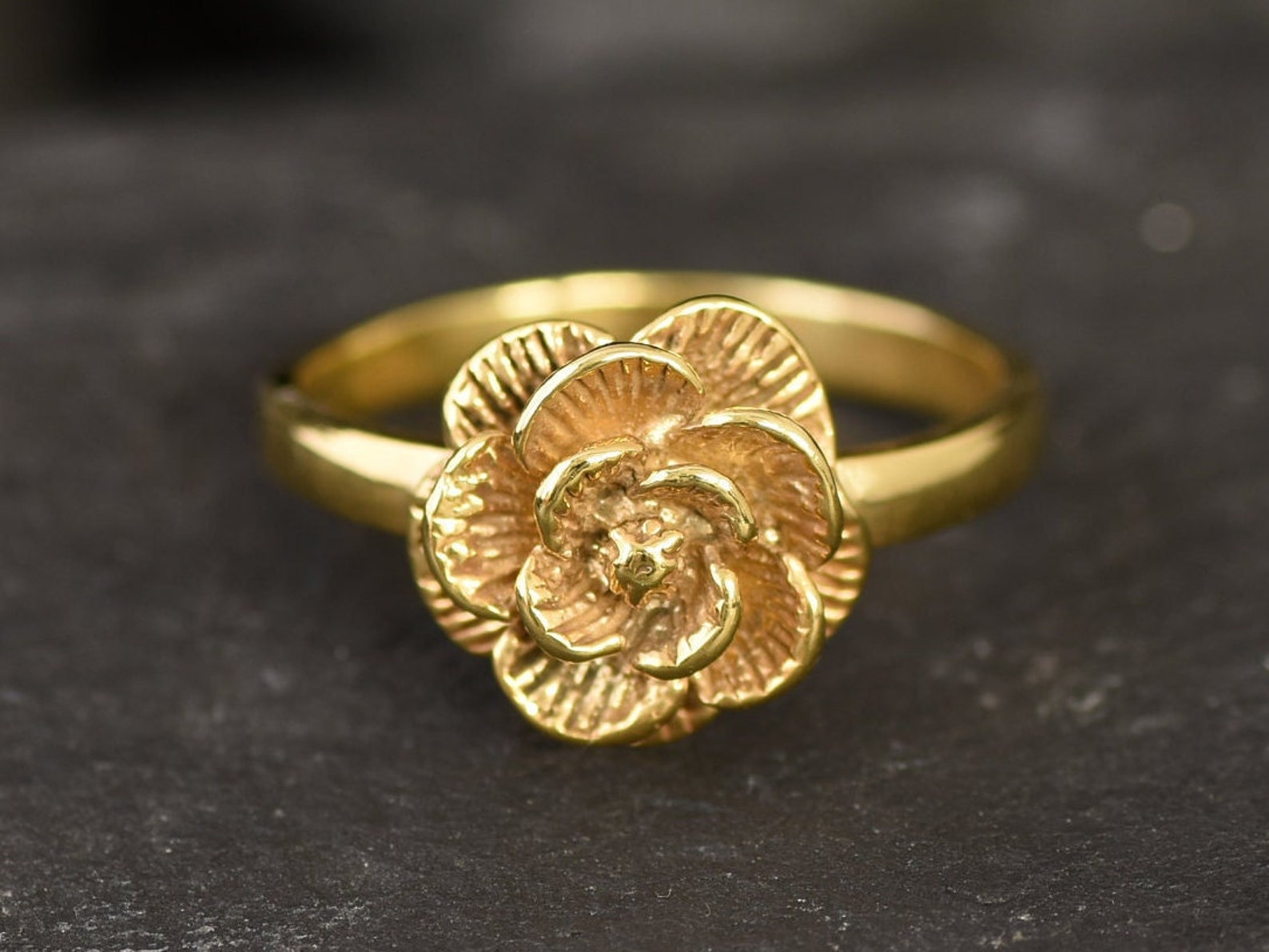 Gold Flower Ring Flower Ring Small Flower Ring Rose Ring - Etsy