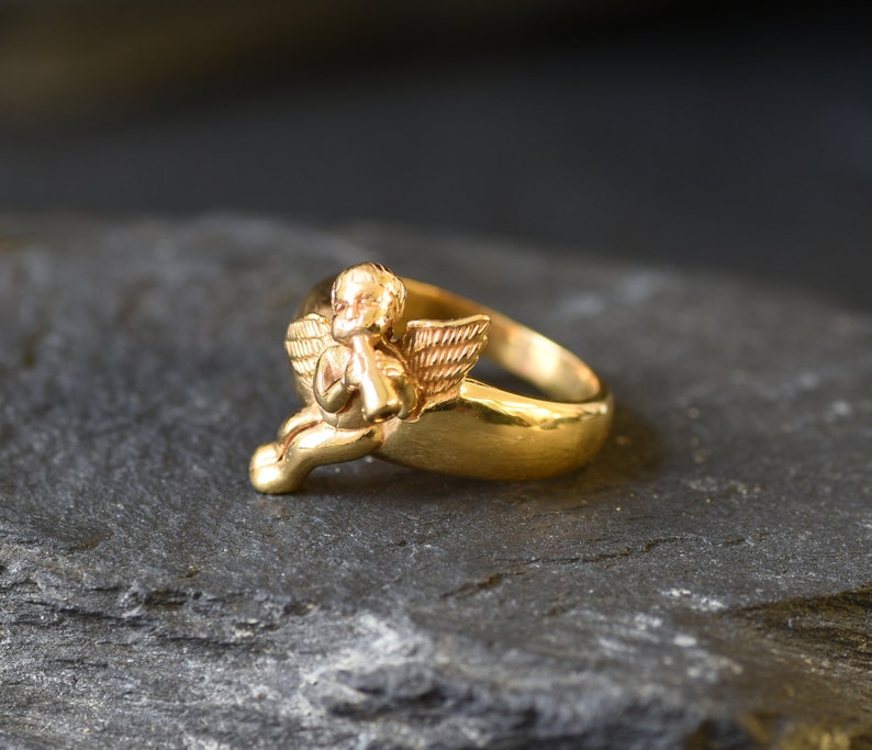 Gold Angel Ring Angelic Ring Cupid Ring Saint Ring | Etsy