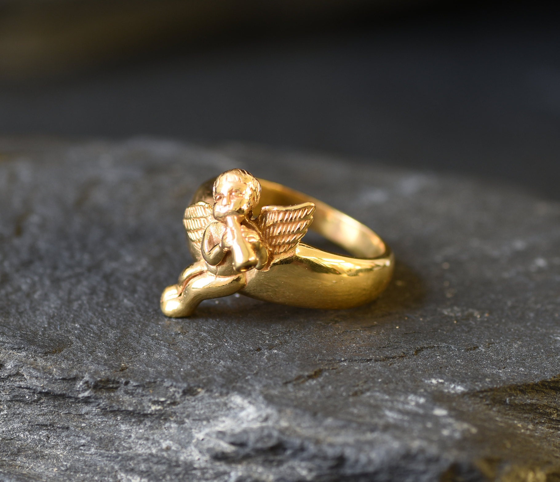 Gold Angel Ring Angelic Ring Cupid Ring Saint Ring | Etsy