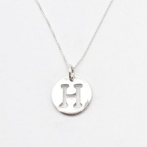 Letter H Pendant, Capital H Necklace, Disc Letter Necklace, Round ...