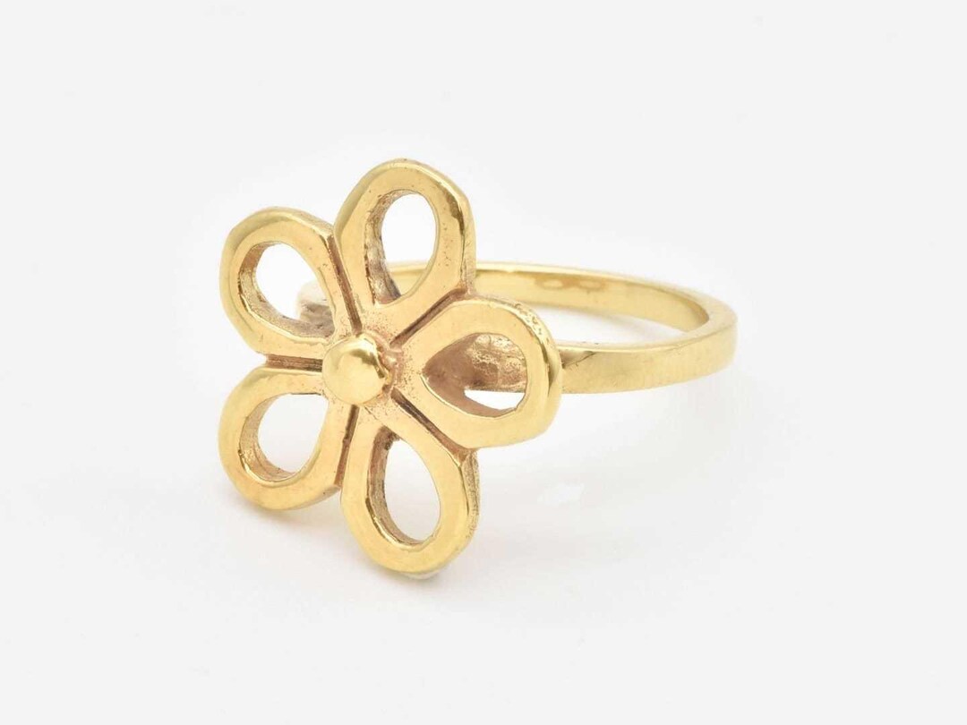Cut Out Flower Ring, Large Flower Ring, Flower Ring, Five Petal Flower ...