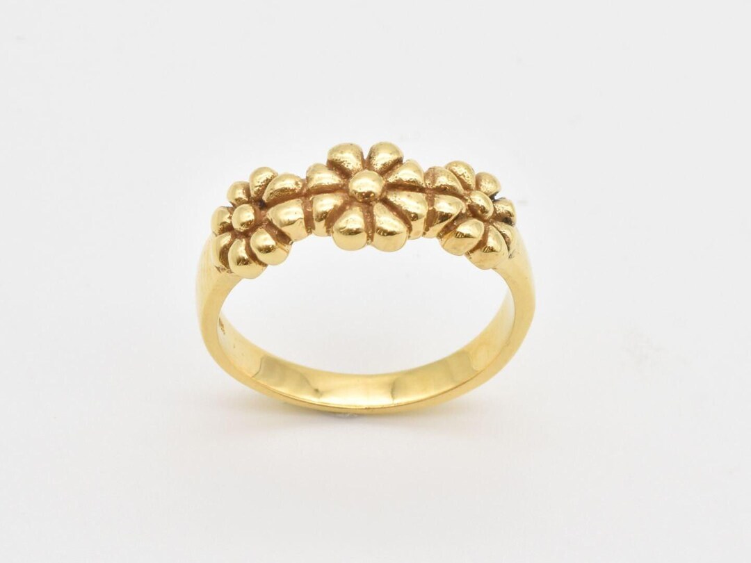 Triple Flower Ring, Floral Ring, Flower Ring, Daisy Ring, Bohemian Ring ...