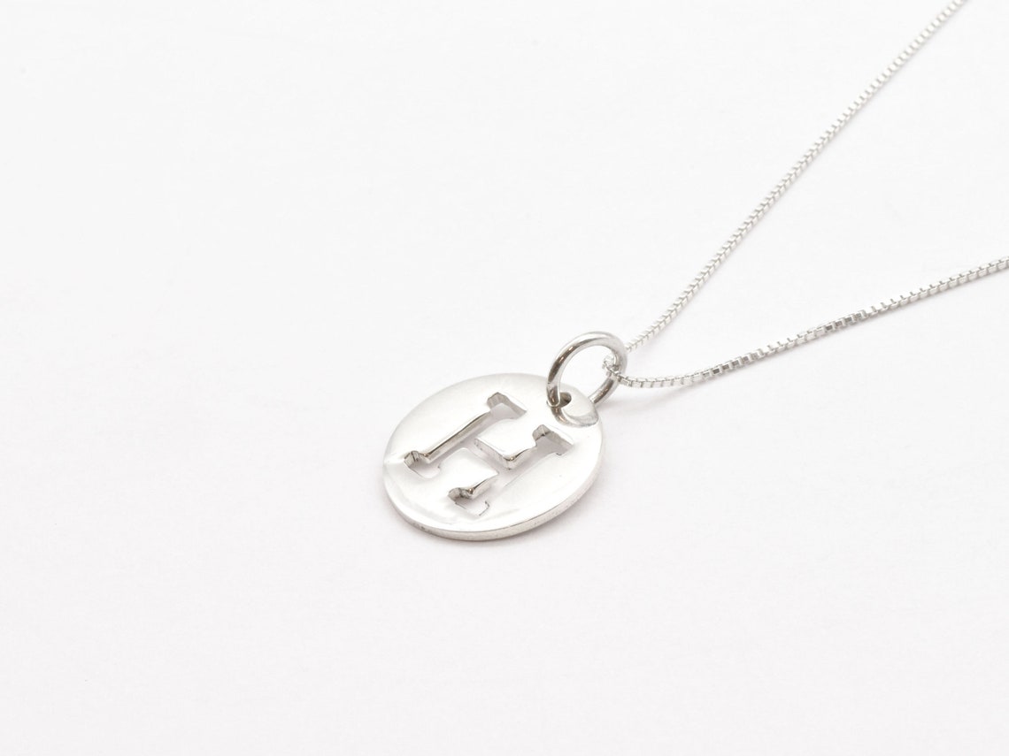 Letter H Pendant, Capital H Necklace, Disc Letter Necklace, Round ...
