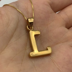Gold Letter L Pendant, Capital L Pendant, Initial L Necklace, Alphabet ...