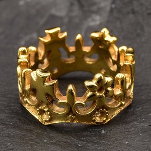 Gold Crown Ring, Vintage Gold Ring, Handmade Gold Ring, Queen Crown ...