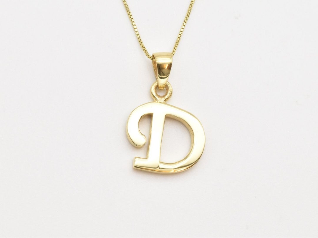 Letter D Gold Pendant, Capital D Pendant, Initial D Necklace, Alphabet ...