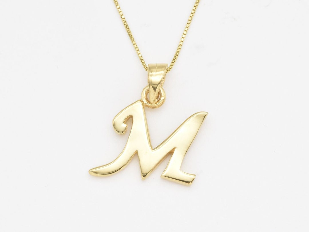 Gold Letter M Pendant, Letter Charm, Initial M Necklace, Alphabet ...