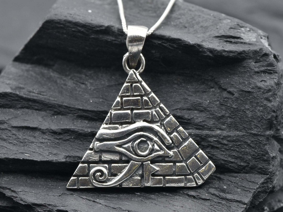 Silver Pyramid Pendant, All Seeing Eye Pendant, Handmade Pendant ...
