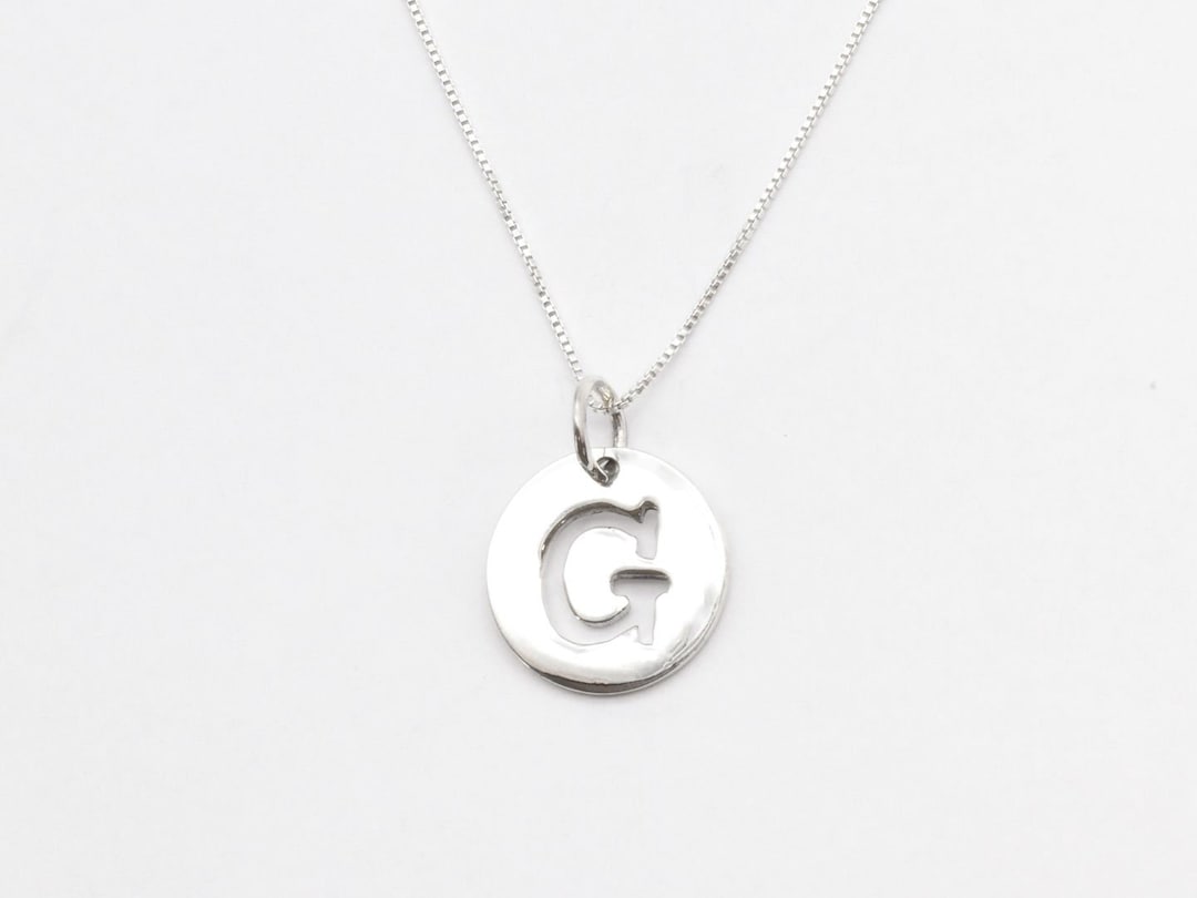Letter G Pendant, Initial G Necklace, Disc Letter Necklace, Round ...