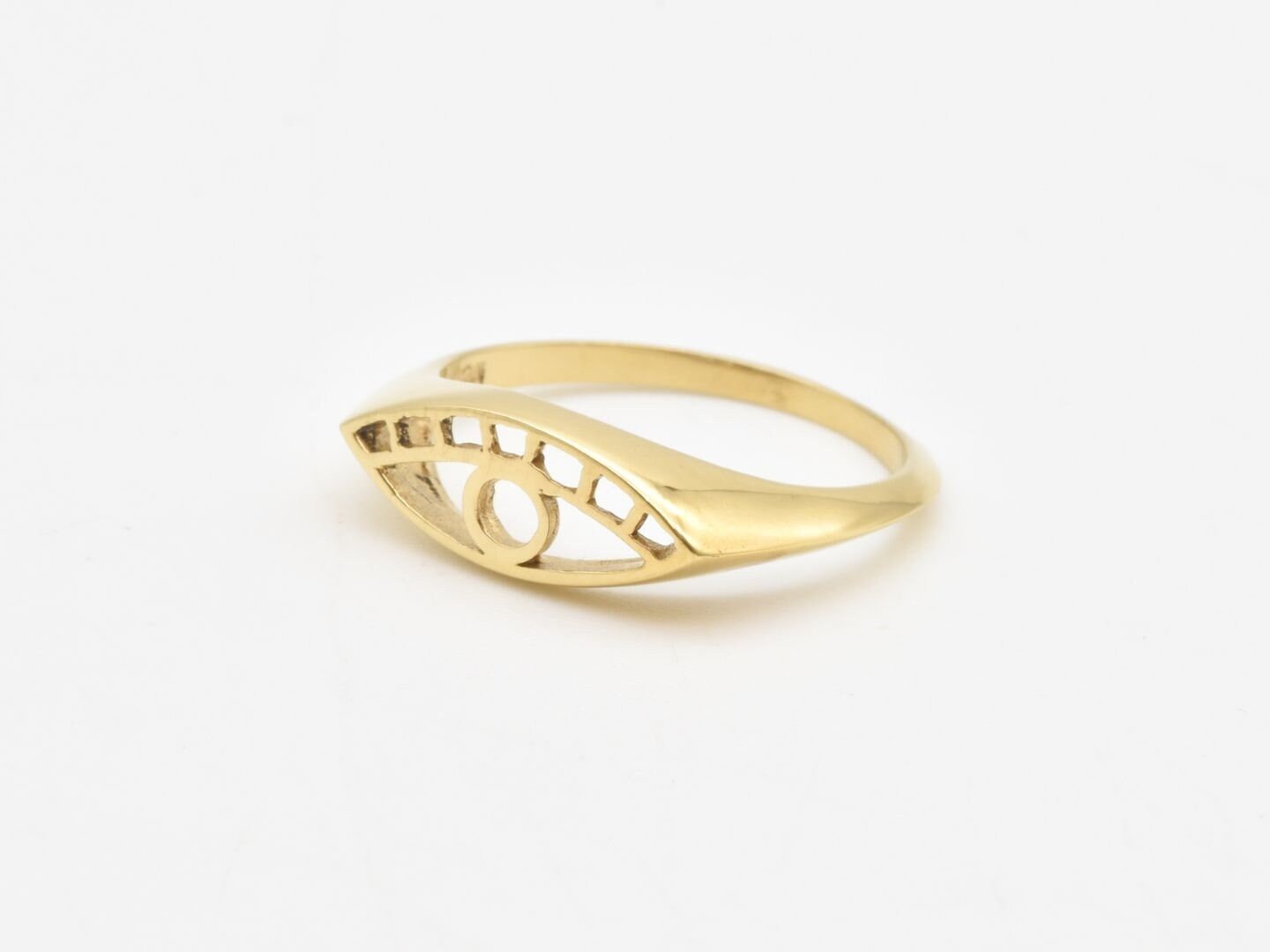 Gold Evil Eye Ring, Open Eye Band, Tribal Eye Ring, Symbolic Eye Ring ...