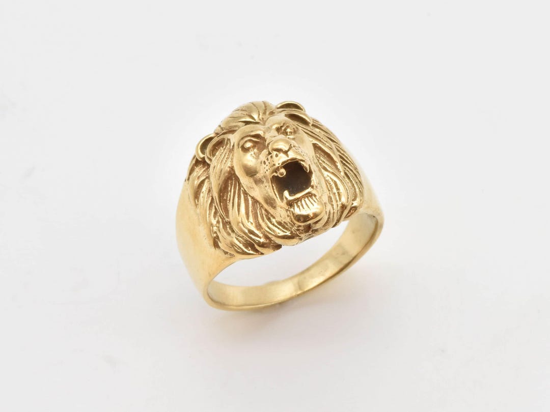 Gold Lion Ring, Lion Head Ring, Lion King Band, 3D Lion Ring, Gothic ...