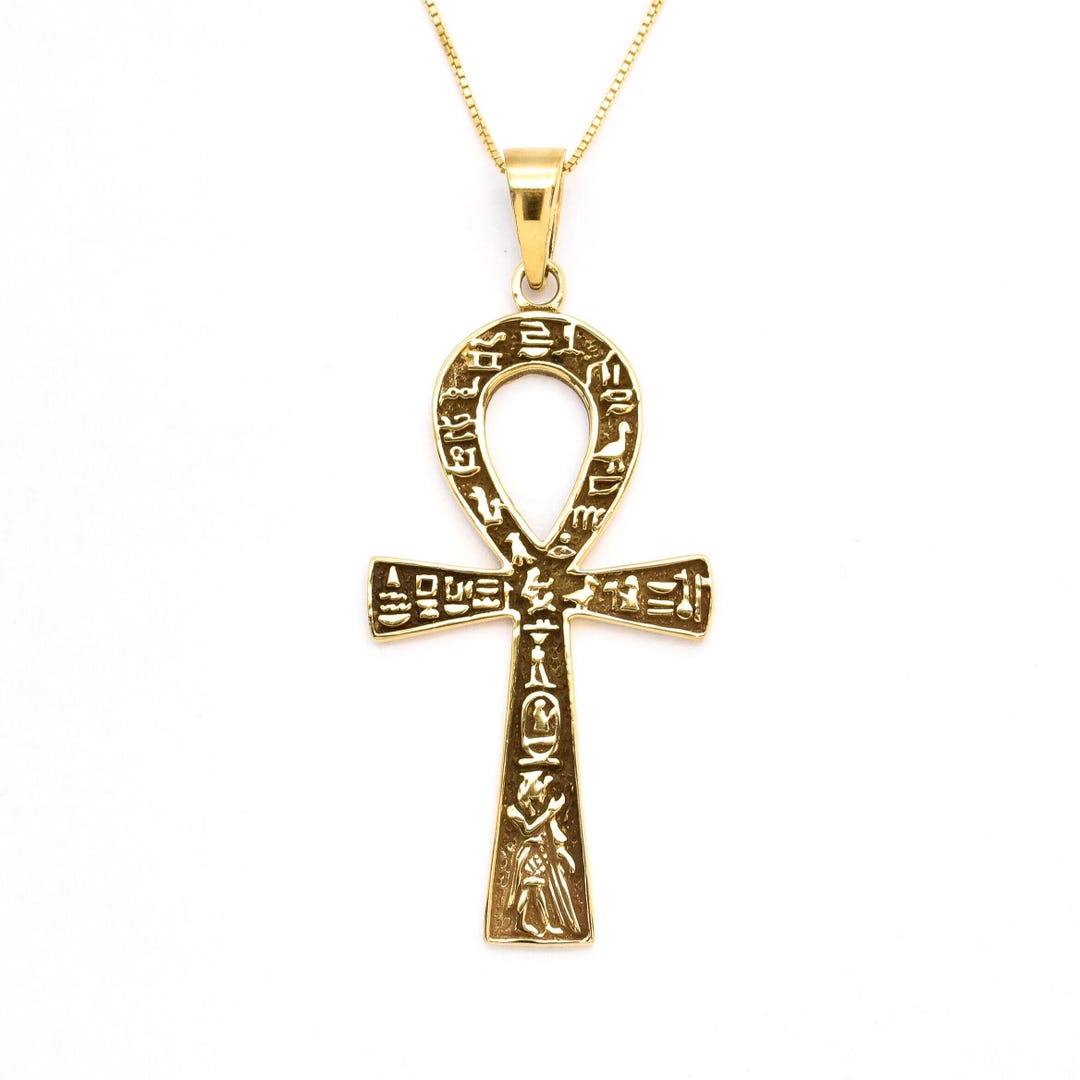 Gold Ankh Pendant, Vintage Cross, Ancient Necklace, Key of Life ...