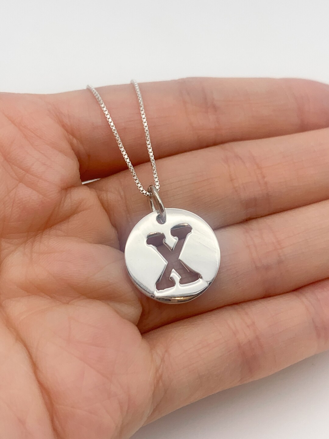 Letter X Pendant, Big X Necklace, Disc Letter Pendant, Alphabet Round ...