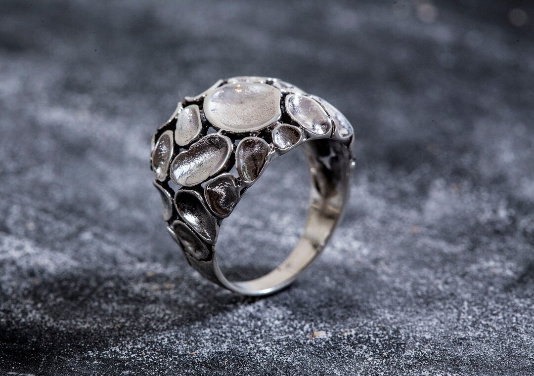 Artistic Ring, Statement Silver Ring, Chunky Silver Ring, Shell Ring ...