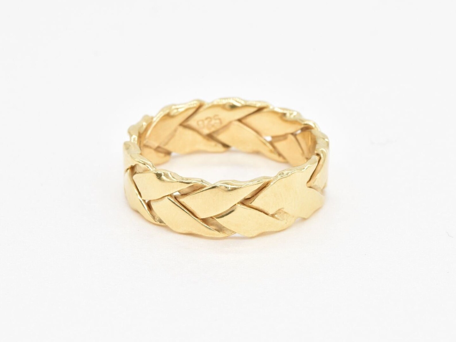 Gold Braided Band, Vintage Band, Chain Ring, Unisex Band, Celtic Band ...