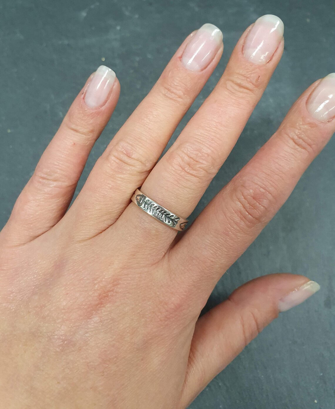 Fish Bone Ring Engraved Band Fish Ring Dented Ring Thick - Etsy UK