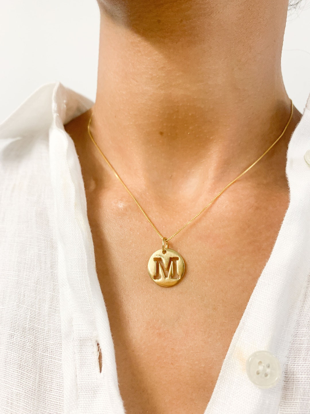 Gold Letter M Pendant, Gold Letter Necklace, Personalized Necklace ...