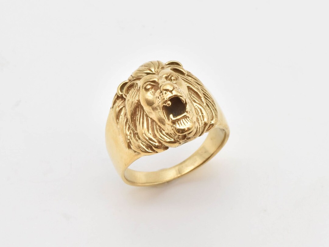 Gold Lion Ring, Lion Head Ring, Lion King Band, 3D Lion Ring, Gothic ...