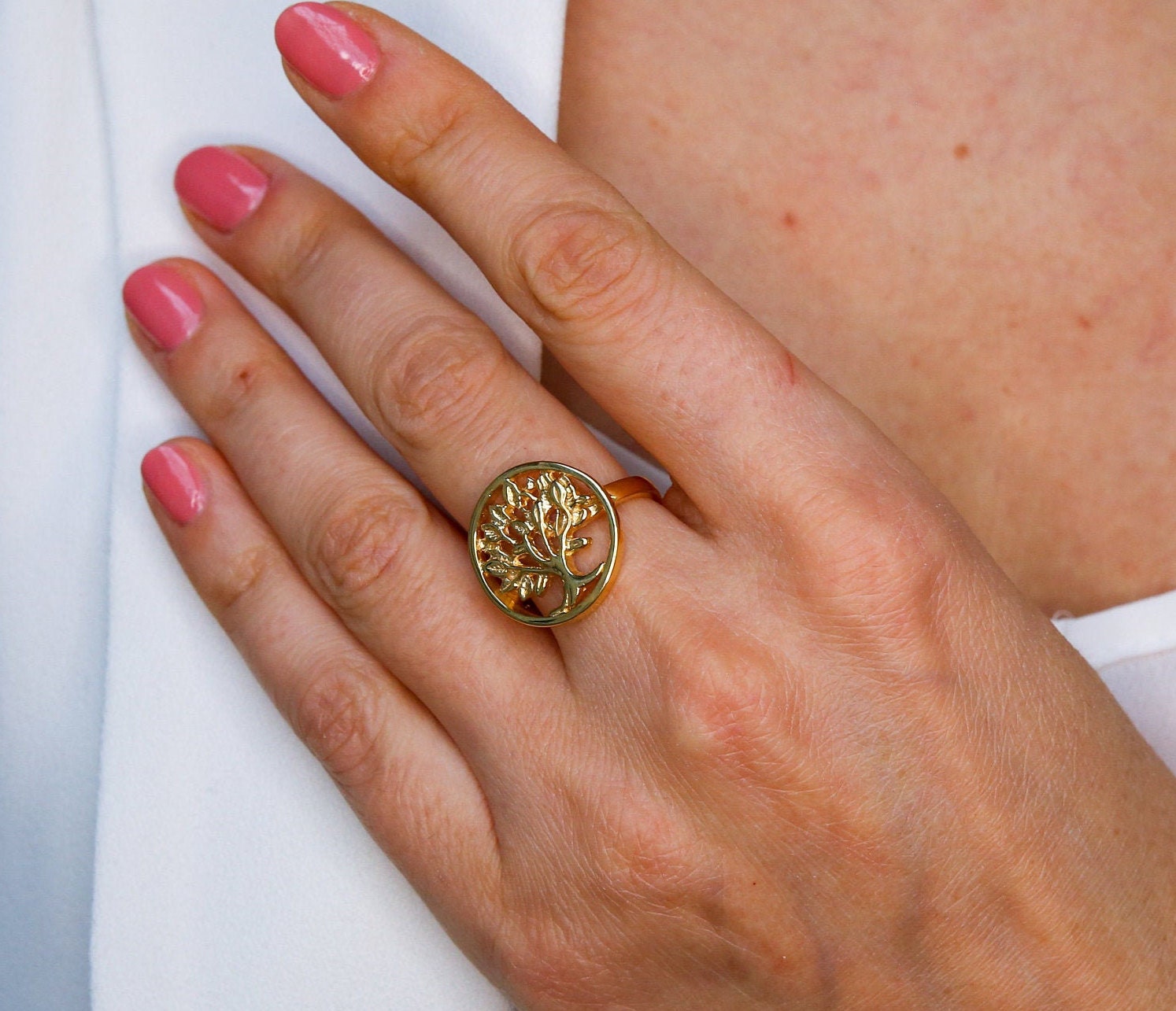 Gold Tree Ring Tree of Life Ring Family Ring Gold Plated | Etsy