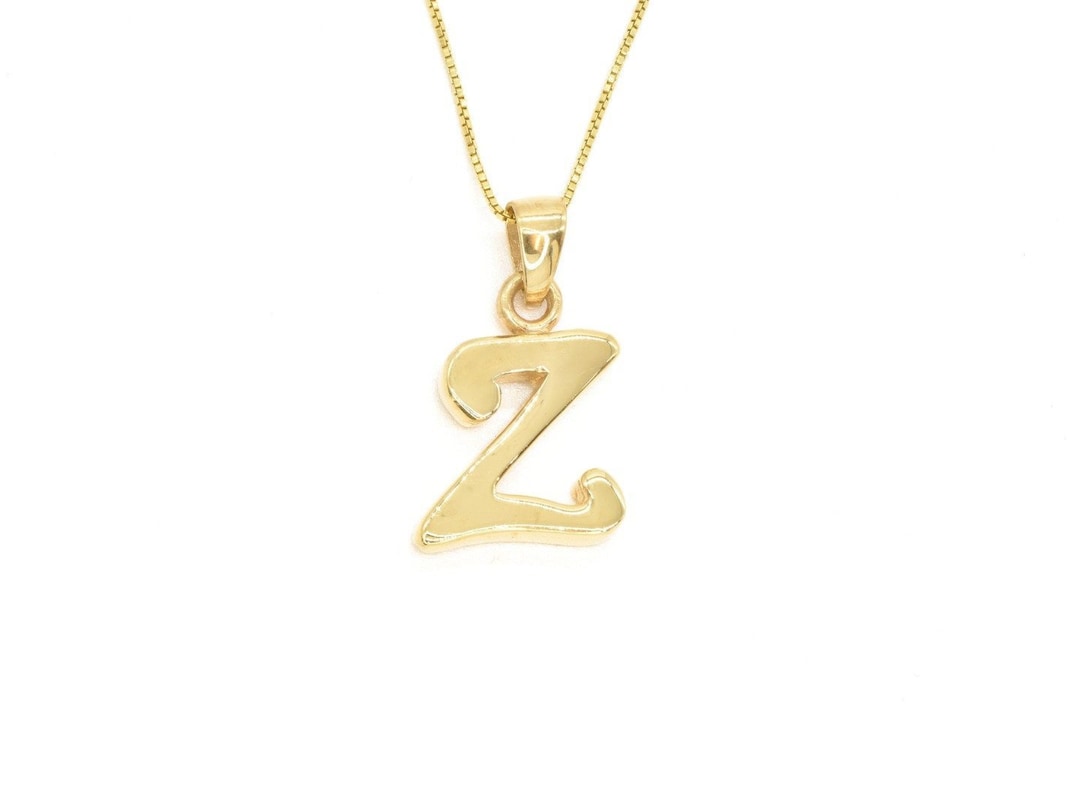 Letter Z Gold Pendant, Capital Z Pendant, Initial Z Necklace, Alphabet ...
