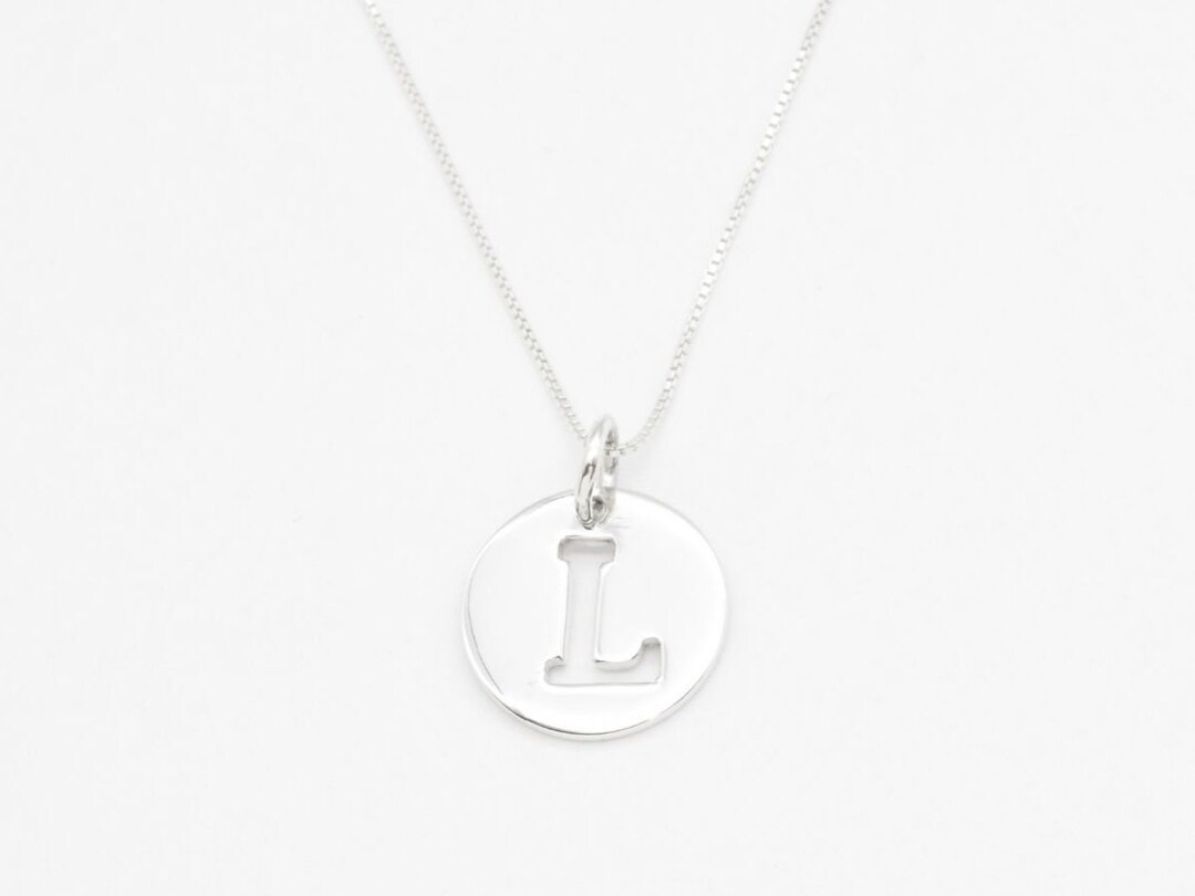 Letter L Disc Pendant, Silver Letter L Pendant, Initial L Necklace ...