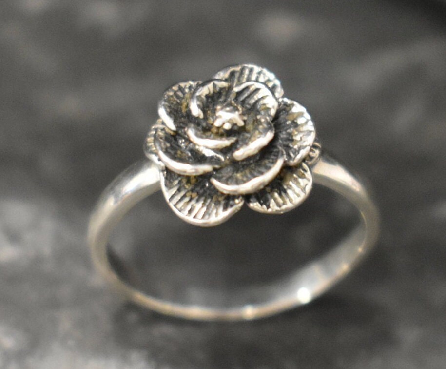 Silver Flower Ring Flower Ring Small Flower Ring Rose Ring - Etsy UK