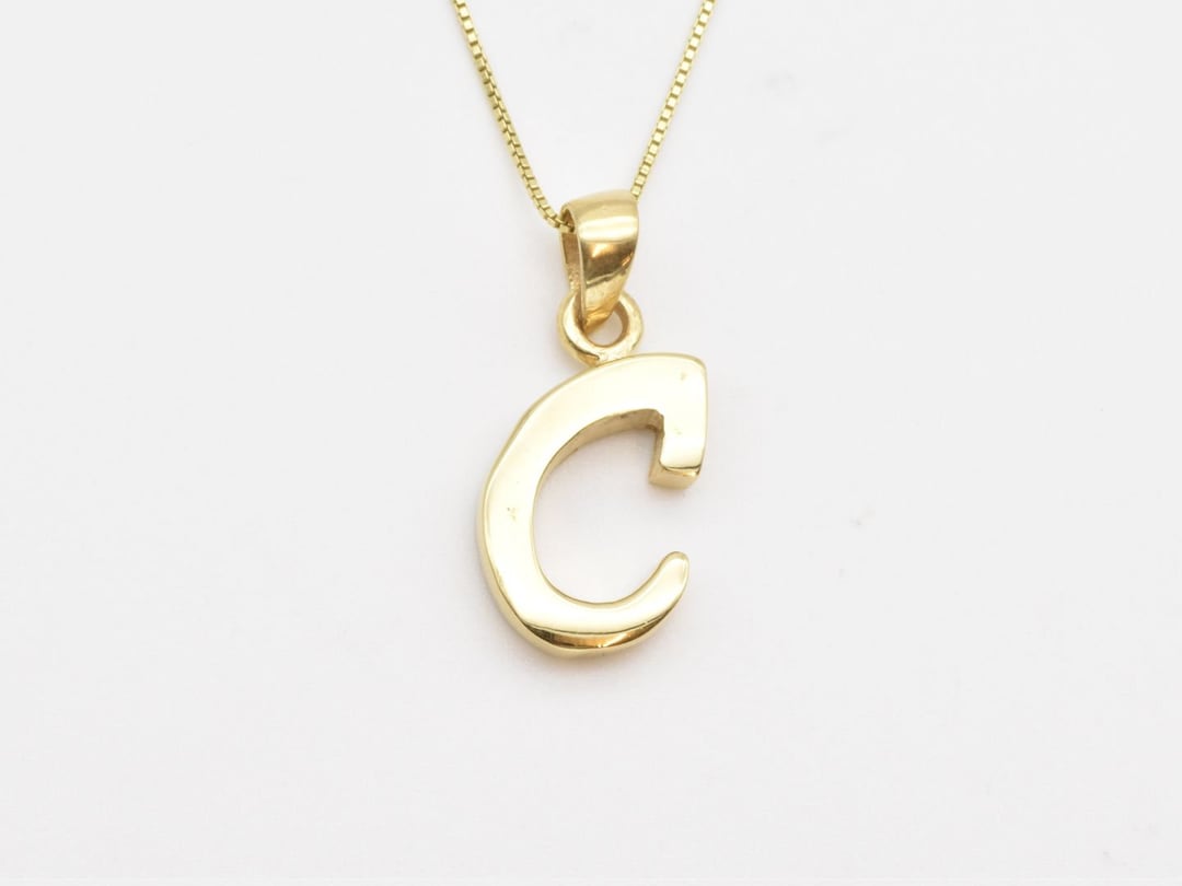 Letter C Gold Pendant, Capital C Pendant, Initial C Necklace, Alphabet ...