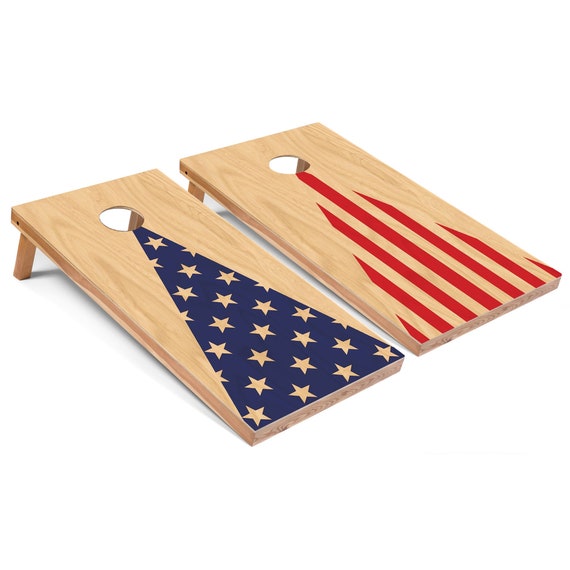 American Flag Triangle Cornhole Boards Complete Outdoor Game | Etsy