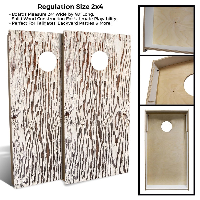 Rustic White Chipped Cornhole Boards Complete Outdoor Game - Etsy